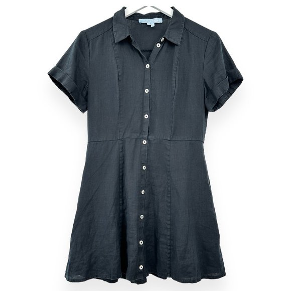 Hill House | Dresses | Hill House Laura Black Linen Button Up Mini ...
